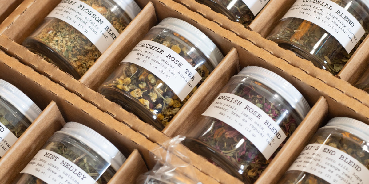 Herbal Tea Gift Set- 10-pack, 10 Sample Sized Jars with Tea Infuser ...